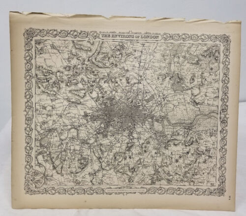 Antique Colton's Map Atlas Environs of London 1855 United Kingdom ...