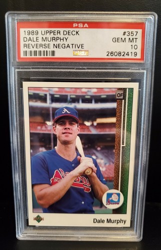 1989 UPPER DECK DALE MURPHY REVERSE NEGATIVE ERROR PSA 10 GEM MINT LOW ...
