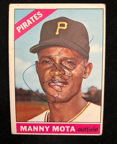 MANNY MOTA 1966 TOPPS AUTOGRAPHED SIGNED AUTO BASEBALL CARD 112 PIRATES ...