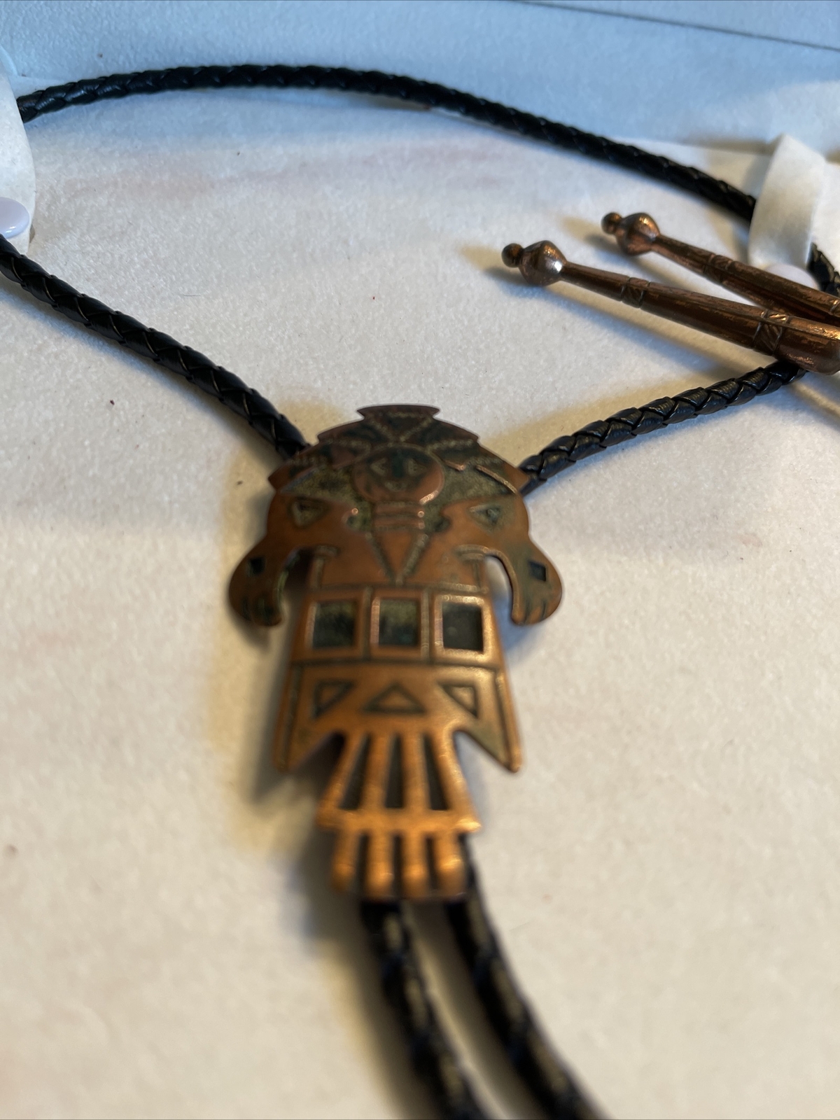 Vintage Southwest Copper Zuni Aztec Bolo - Gem