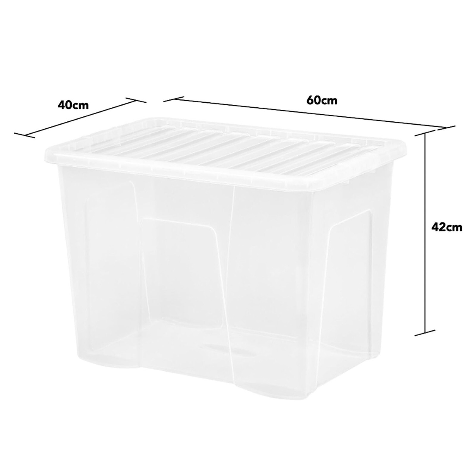 80 Litre (60 x 40 x 42cm) Large Crystal See Through Transparent Plastic ...