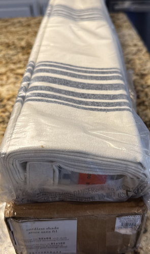 Pottery Barn Riviera Striped Roman BLACKOUT Shade - 32x64" - NAVY - NEW ...