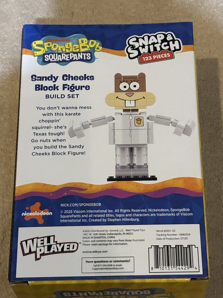 NEW, SPONGEBOB SQUAREPANTS SANDY CHEEKS Block Figure Building Set 123 ...