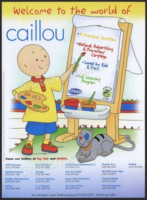CAILLOU – Original 2001 Trade AD / ADVERT – PBS Kids / Cinar - Toy Fair ...