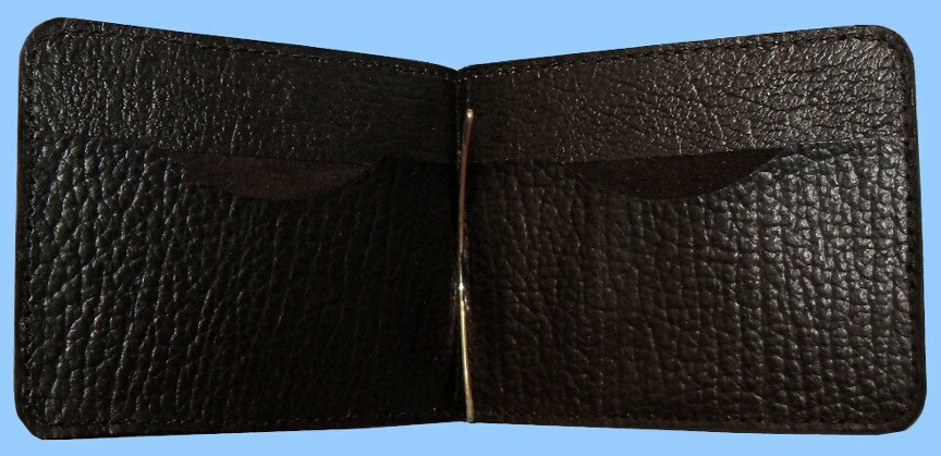 New MENS GENUINE BLACK BEAVER TAIL LEATHER MONEY CLIP-BILLFOLD WALLET ...