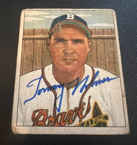 SIGNED BASEBALL CARD AUTO VTG BOWMAN 1950 BOSTON BRAVES TOMMY HOLMES D ...