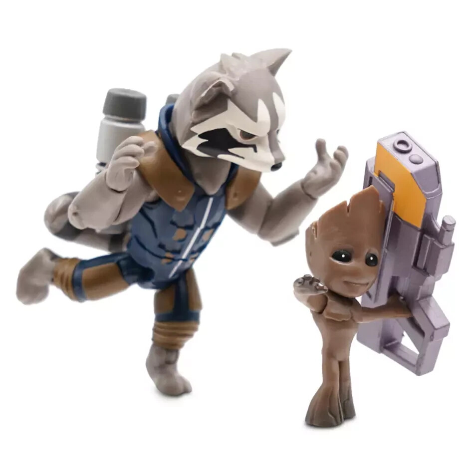 Marvel Action Figure Set GOTG Groot Starlord Rockey Disney Toybox **IN ...