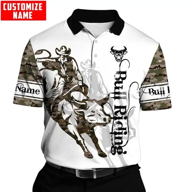 Bull Riding Shirt Rodeo Country Horse Riding Custom Name Polo Shirt ...