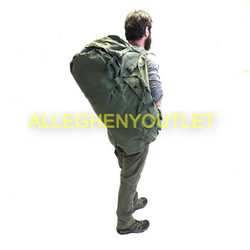 US Military Improved Duffel Duffle Travel Flight Sea Bag Green 8465-01 ...