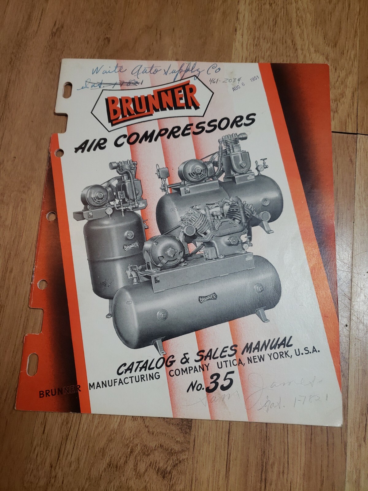 Vintage 1951 Brunner Air Compressor Catalog & Sales Manual | eBay
