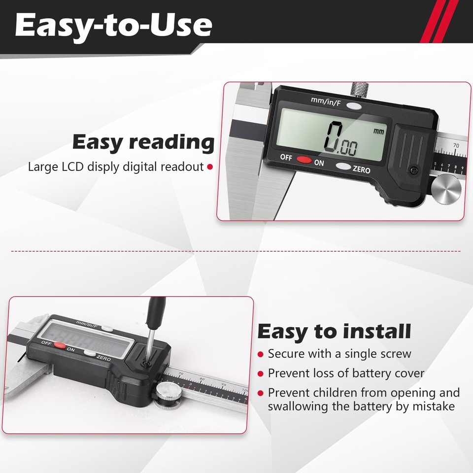 werka Digital Caliper, 0-6” Calipers Measuring Tool, Micrometer Cal ...