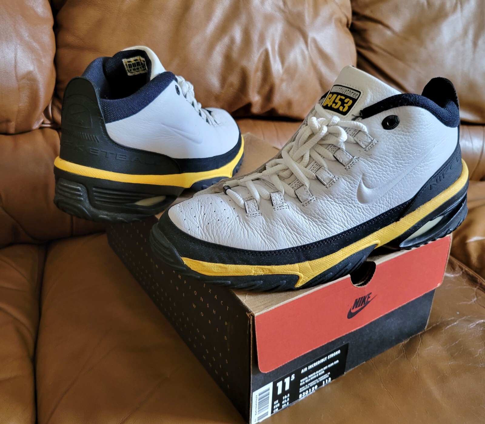 Men's Nike Incredibly Strong White Black Yellow Leath… - Gem