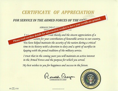 Certificate of Appreciation Replacement, U.S. Presidents Thank you ...