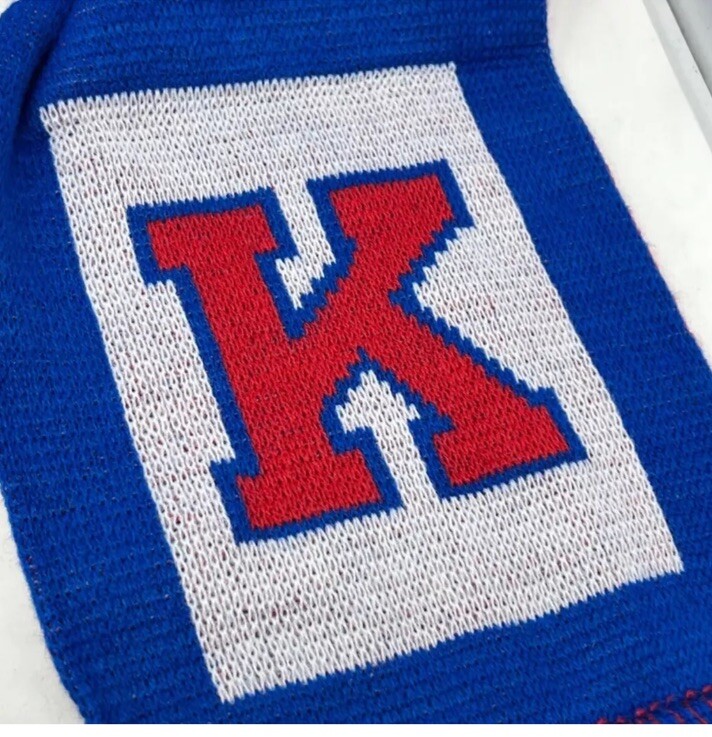 Rock Chalk Jayhawks Kansas Blue Red White Fringe Trim Scarf Long Wrap ...