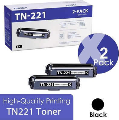 Brother TN221BK Black Toner Cartridges 2-Pack | eBay