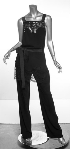 GIVENCHY Lace Apron Sleeveless Black Tuxedo Stripe Jumpsuit US4 FR36 ...