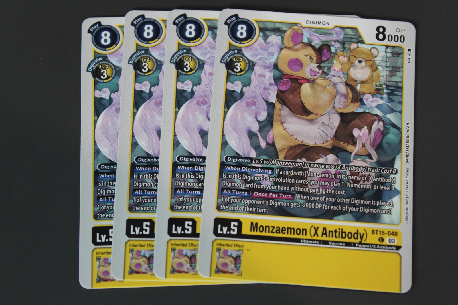 Digimon TCG (2020) - BT15-040 - 4x Monzaemon (X Antibody) - Yellow ...