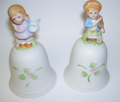 Homco Summer Spring Bell Set of Two Bells Boy Girl | eBay
