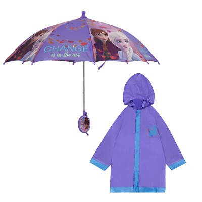 Disney Frozen Elsa & Anna Umbrella & Matching Raincoat Poncho for Girls ...
