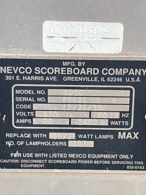 Nevco Baseball Scoreboard Model 1010 Electronic Module 2-EM-3 M6-16 ...