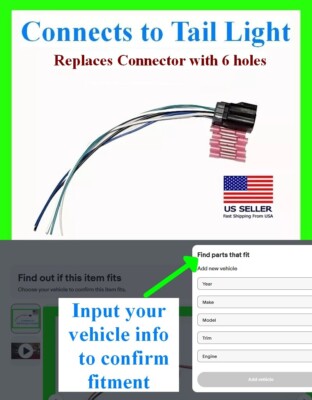 fits Ram Dodge Jeep Tail Light Connector Plug Wiring Harness Pigtail ...