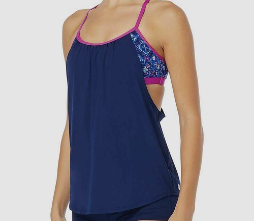 New $96 Tyr Swimwear Women's Blue Shea 2 In 1 Tankini Colorblock ...