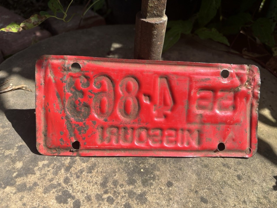 1956 Missouri 4-683 Motorcycle License Plate Man Cave Rat Bike | eBay