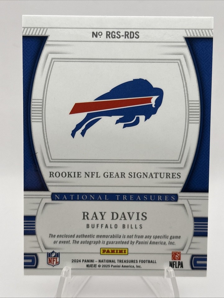 RAY DAVIS 2024 NATIONAL TREASURES ROOKIE NFL GEAR DUAL PATCH AUTO Gold ...