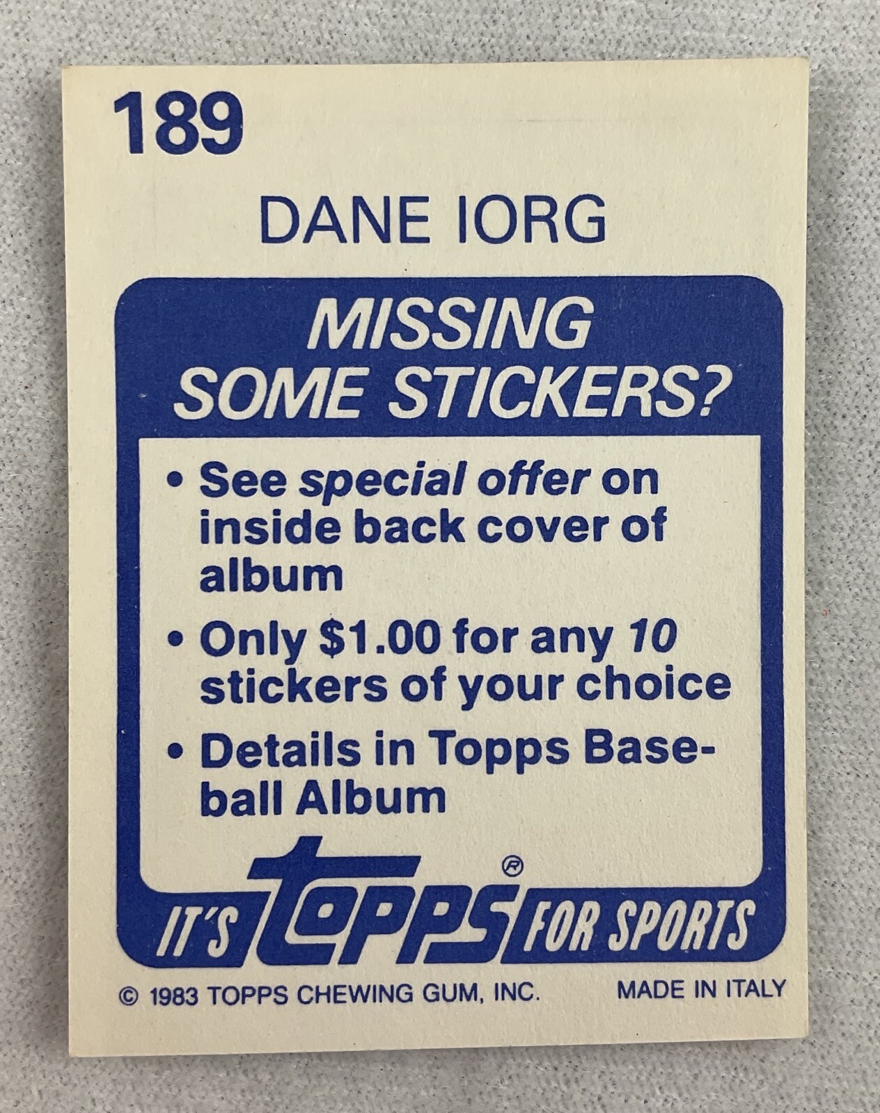 MLB 1983 Topps Baseball Sticker Card #189-Dane Iorg, St. Louis ...