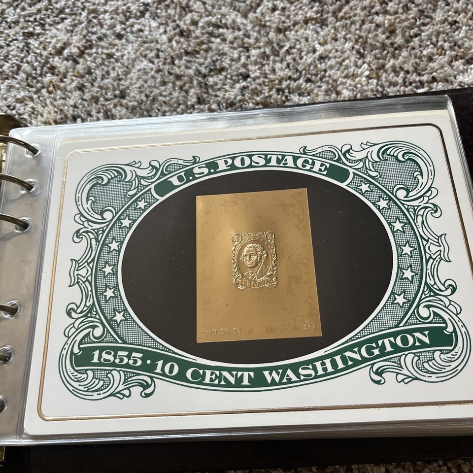 23 Karat Gold Proof Collection US Stamp Classics 33 Stamps W/COA 3.7g ...