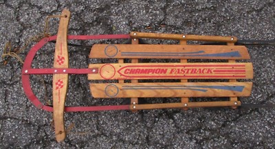 VINTAGE WOOD SLED Champion Fastback by Gladding 45" With Floating ...
