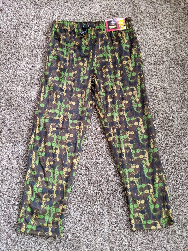 Simpsons Fleece Pants Homer Head Camo Sz M Limited Edition Soft warm ...