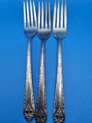 Holmes & Edwards Lovely 3 Dinner Forks Lady Inlaid IS Silverplated ...