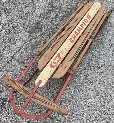 Vintage K Champion Ice Sled Snow Toboggan Rare Sleigh Type - GREAT ...