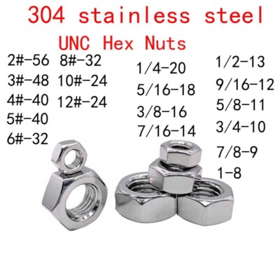 304 Stainless Steel UNC Hexagon Nuts Rough Teeth Coarse Thread Hex Nut ...