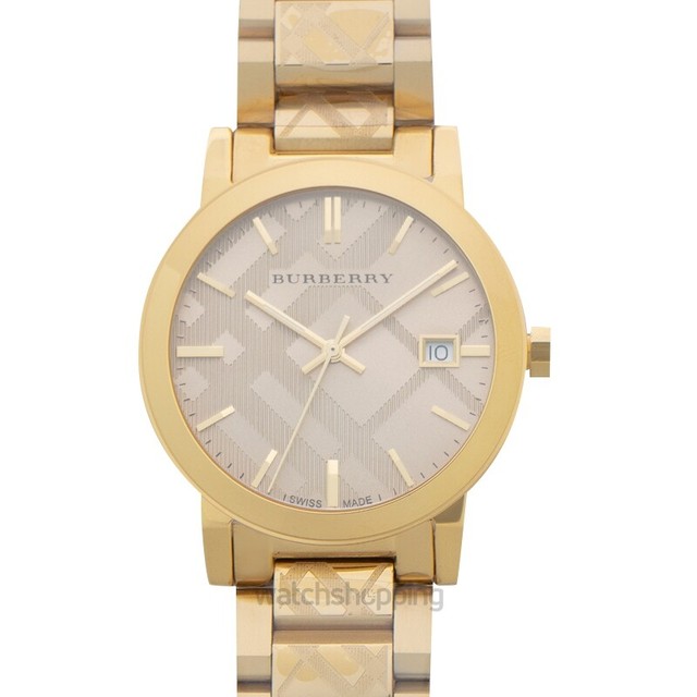 Burberry BU9038 Unisex Swiss Gold Ion-Plated 38mm Stainless Steel Watch ...