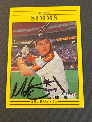 Mike Simms Signed 1991 Fleer Card Auto Houston Astros Autograph ...