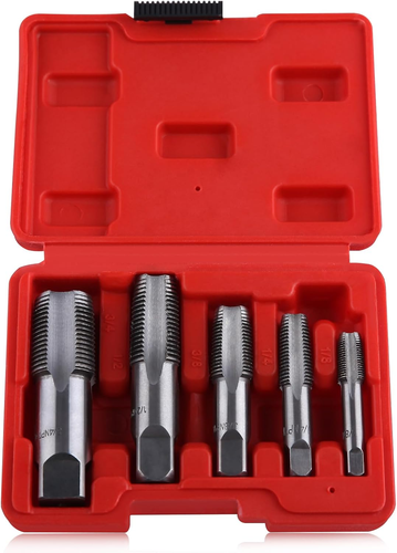 5-Piece NPT Pipe Tap Set 1/8", 1/4", 3/8", 1/2", 3/4" Thread Forming ...