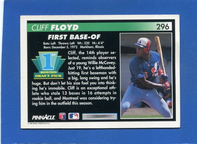 1992 Pinnacle - #296 Cliff Floyd (RC) for sale online | eBay