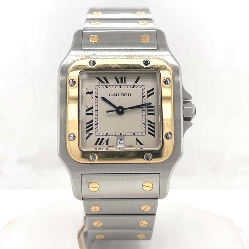 Cartier Santos Galbee Quartz 29 mm Two Tone Yellow Gold Ladies Watch ...