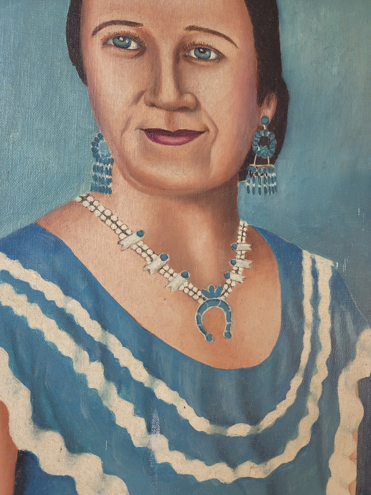 Native American Caddo Chief Michael Martin/Silver Moon Original Oil On ...