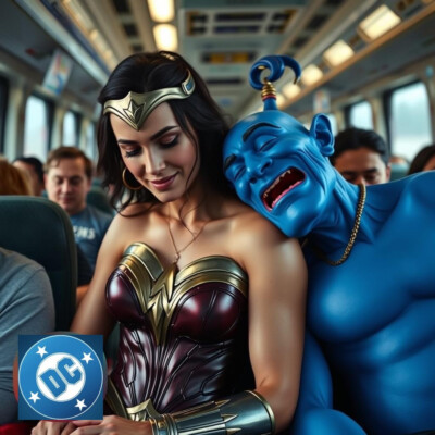 DISNEY PRINCESS/DC TRANSIT WONDER WOMAN/ALADIN GENIE FRIDGE MAGNET 4.25" X 4.25" | eBay