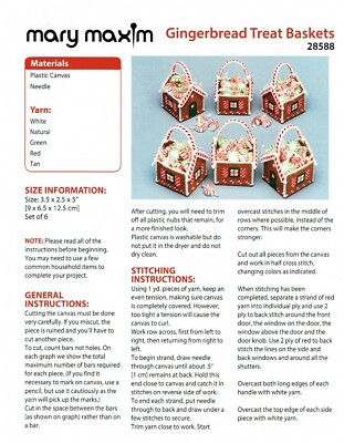 GINGERBREAD TREAT BASKETS Plastic Canvas 7ct KIT (#353) | eBay