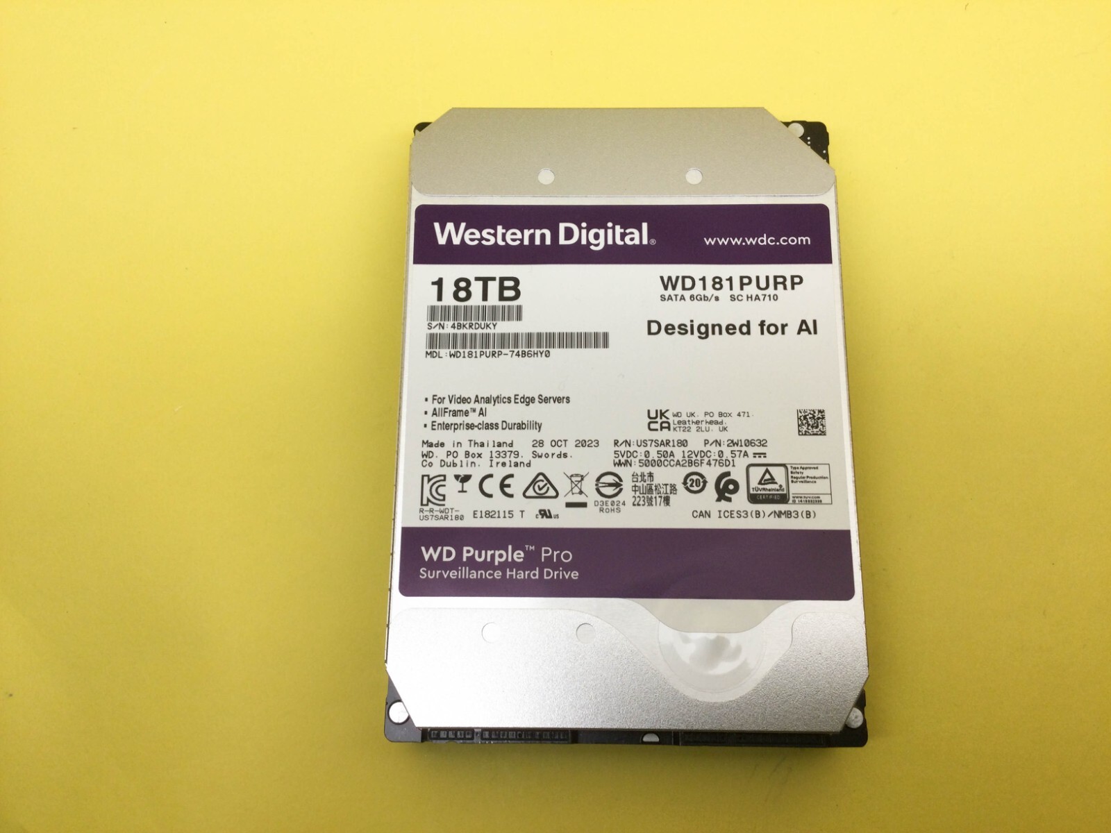 WD Purple Pro 18TB 7.2K SATA 6Gb/s 512MB 3.5" Surveillance HDD ...