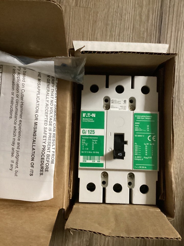 Cutler Hammer Gi 125 Molded Case Circuit Breaker GI3045G7 “Priority ...