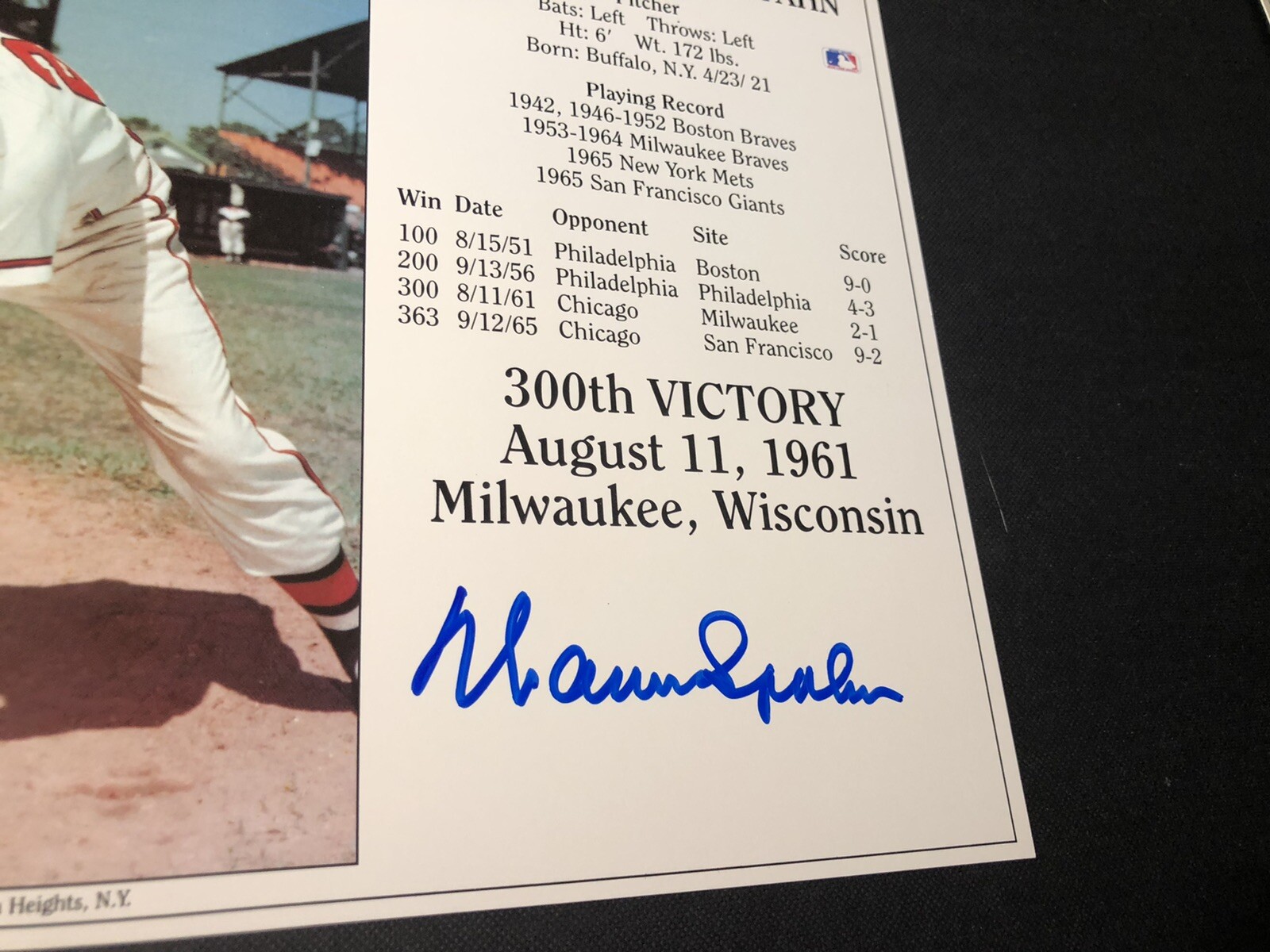 WARREN SPAHN SIGNED 300th VICTORY 8X10 PHOTO CARD AUTOGRAPHED | eBay