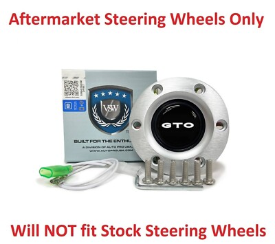 Brushed Steering Wheel 6 Hole Horn Button w/ Pontiac GTO Script Emblem ...