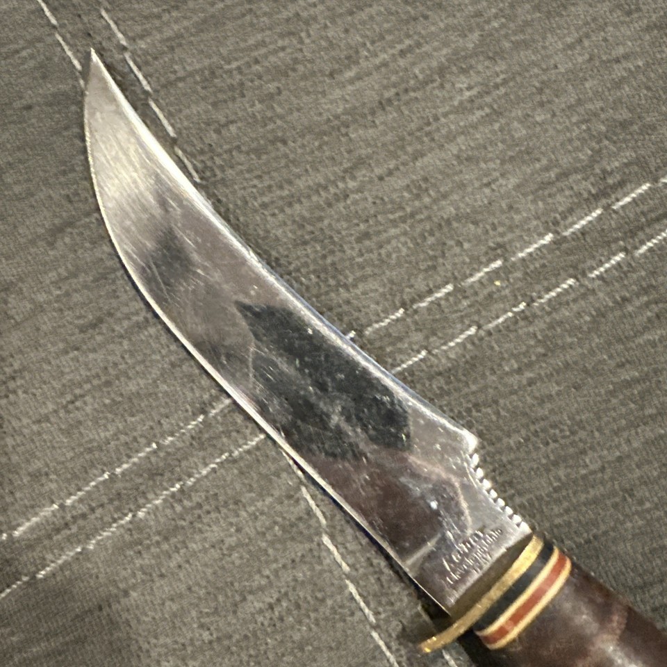 Kabar 1237 Japan Fixed Blade Hunting Knife Finger Groove Stacked ...