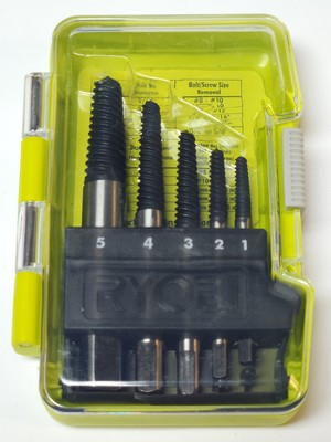 RYOBI A96SE51 5 Piece Bolt Screw Extractor Set #1-#5 9/64" 5/16" 3.57mm ...