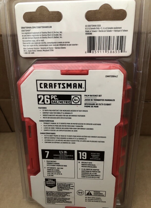 CRAFTSMAN Socket Set with Palm Ratchet 1/4-Inch Drive 26-Piece ...